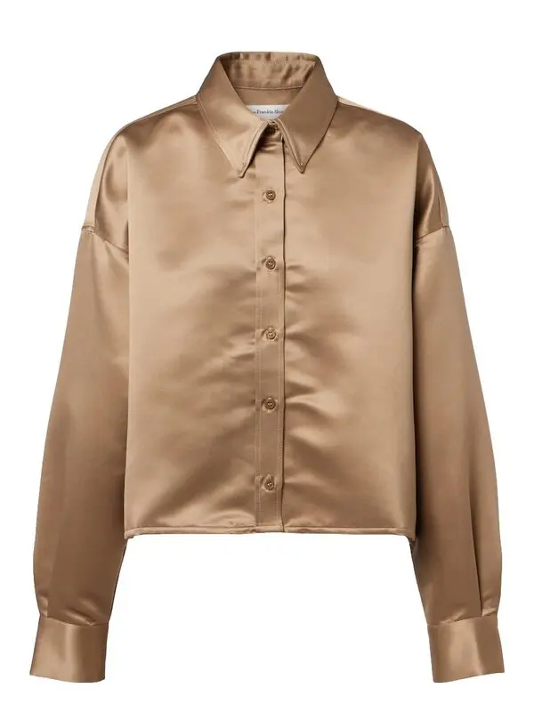 THE FRANKIE SHOP Arlen Satin Shirt - Beige