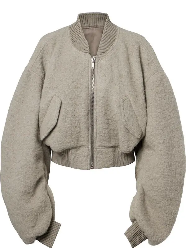 Rick Owens Alpaca And Wool-blend Bomber Jacket - Grey