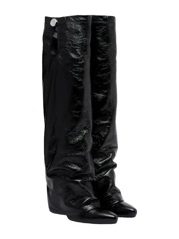 Attico Leon Patent Leather Knee-high Boots - Black