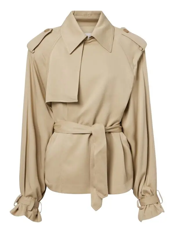 THE FRANKIE SHOP Elva Twill Trench Coat - Beige