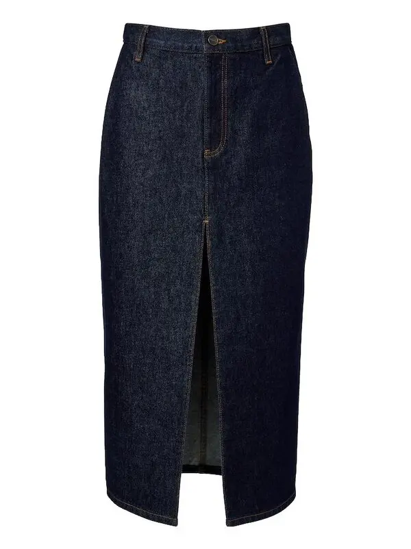 Khaite Benson" Denim Midi Skirt - Blue