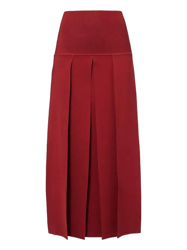 Alaïa Pleated Midi Skirt In Rouge Pompei - Red