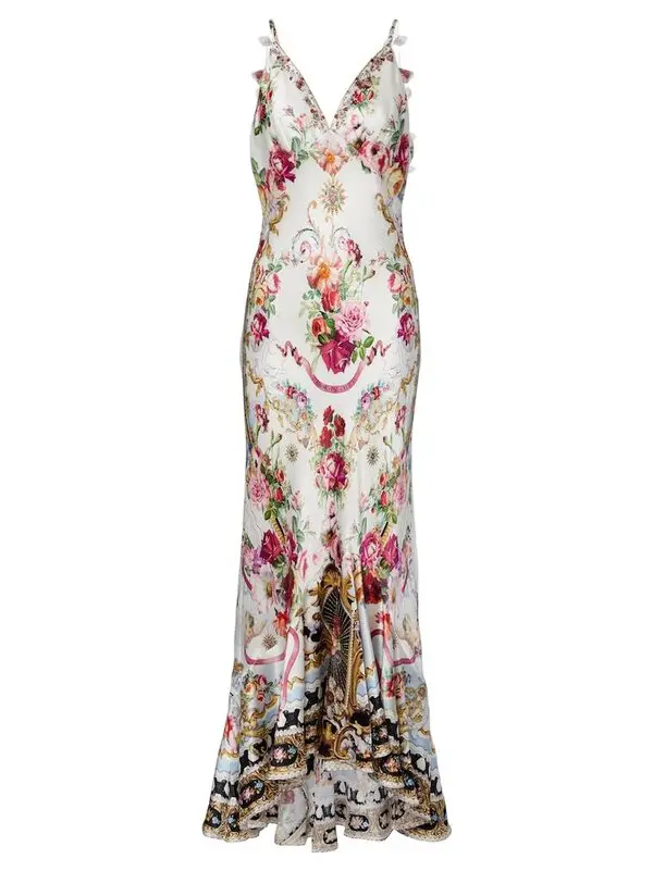 Camilla Floral Silk Satin Maxi Dress - Multicoloured