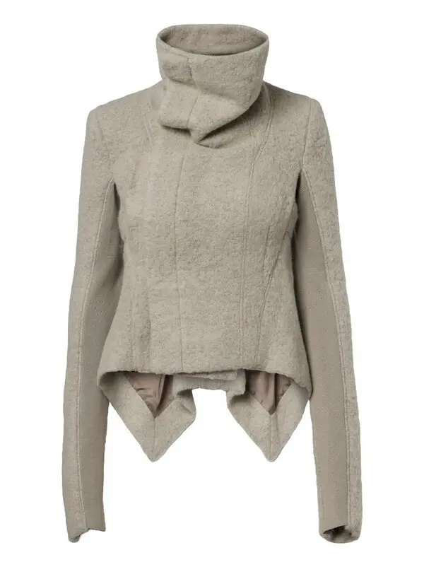 Rick Owens Asymmetrical Alpaca And Wool-blend Jacket - Grey