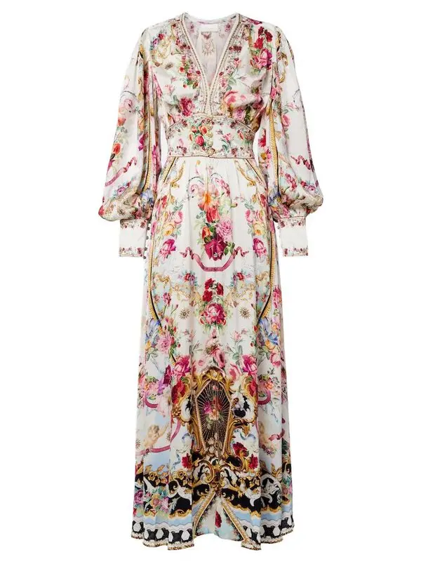 Camilla Floral Silk Satin Maxi Dress - Multicoloured