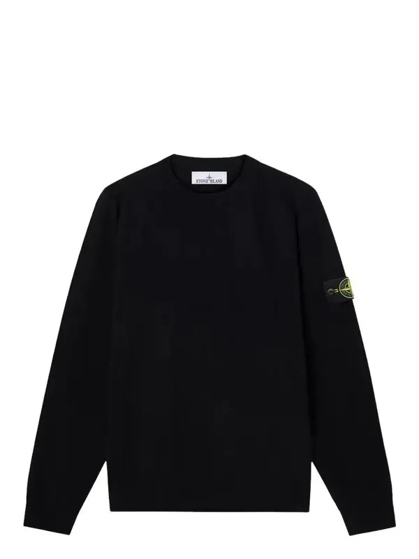 Stone Island Logo-patch Crew-neck Sweater - Black