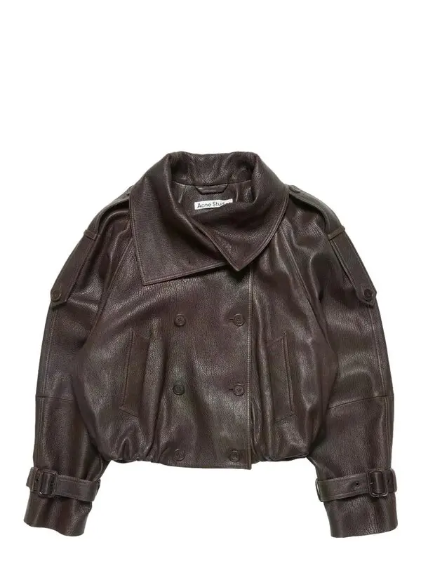 Acne Studios Cropped Leather Trench Coat - Brown