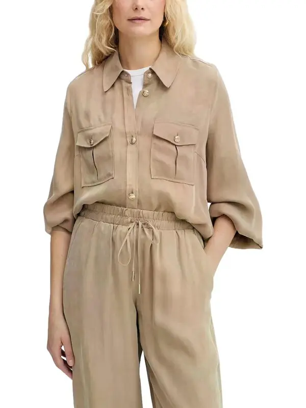 Guess Beige Button-up Shirt With Chest Pockets - Neutrals