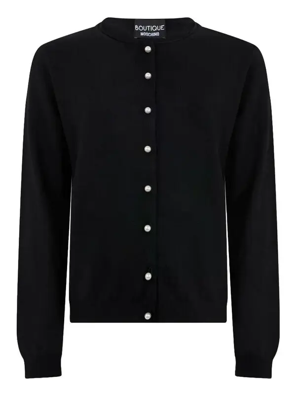 Moschino Faux-pearl Button Wool Cardigan - Black