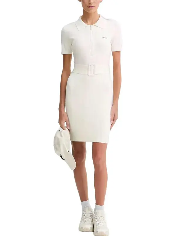 Guess Belted Zip-fastening Mini Dress - Neutrals