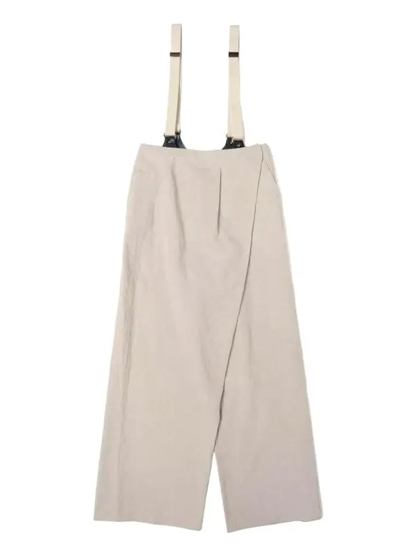 MULLER OF YOSHIOKUBO Wrap-front Suspender Trousers - Neutrals