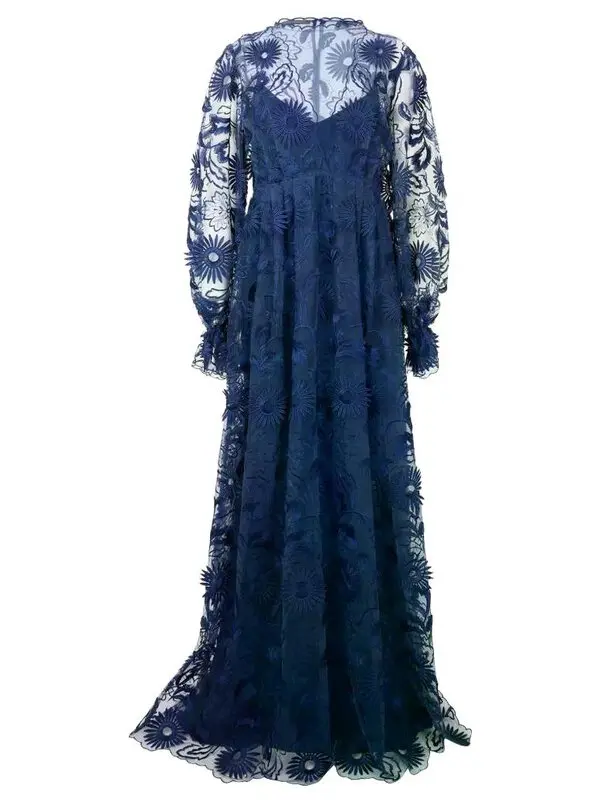 Alberta Ferretti Embroidered Maxi Dress - Blue