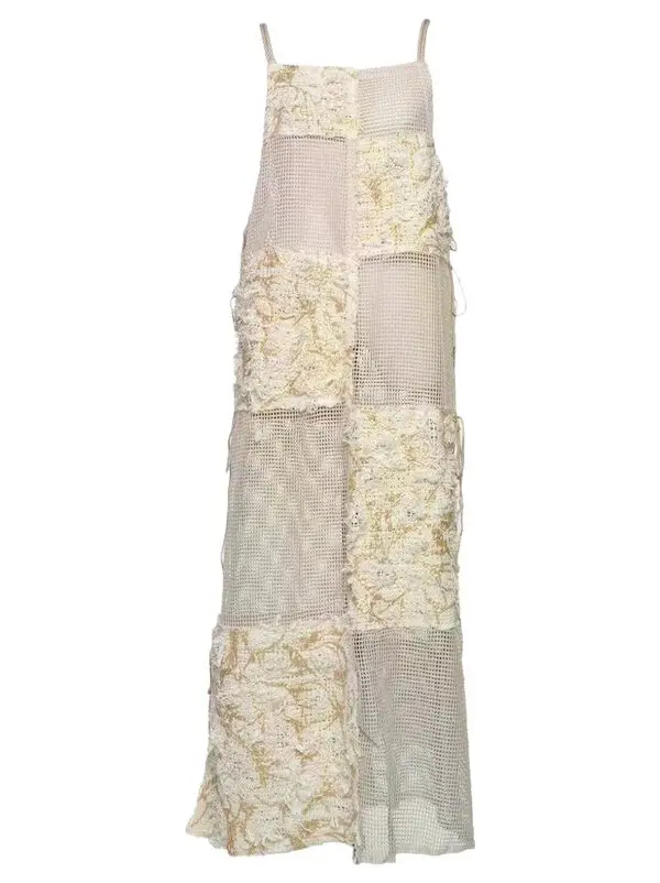 MULLER OF YOSHIOKUBO Patchwork Mesh-knit Midi Dress - Neutrals