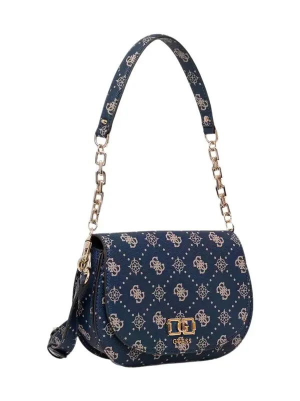 Guess Emelie Logo-print Chain-link Shoulder Bag - Blue
