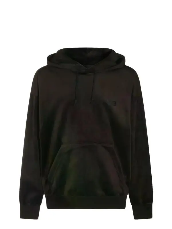 Y3 Logo-print Velvet Hoodie - Black
