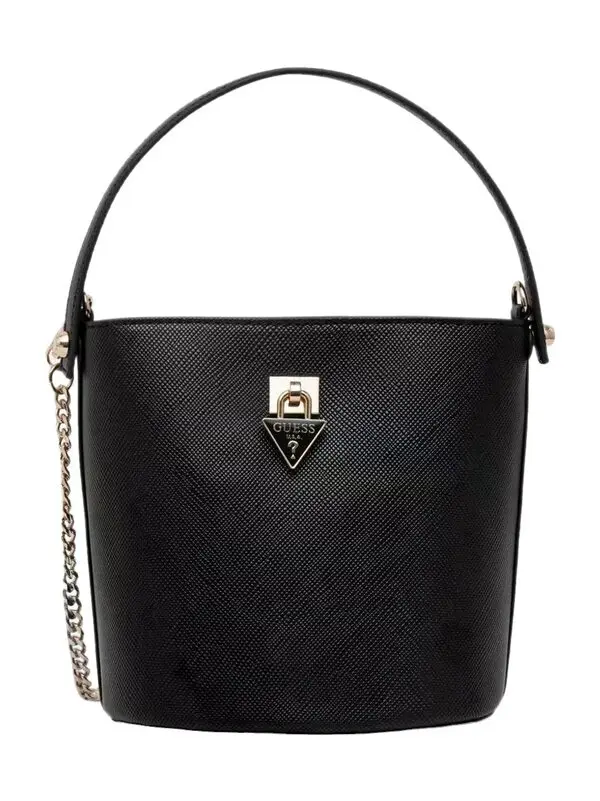 Guess Patsie Logo-plaque Bucket Bag - Black