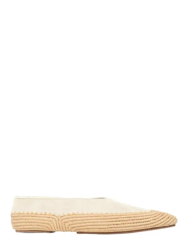 Gabriela Hearst Strength Flat Shoe In Suede And Raffia - Ivory