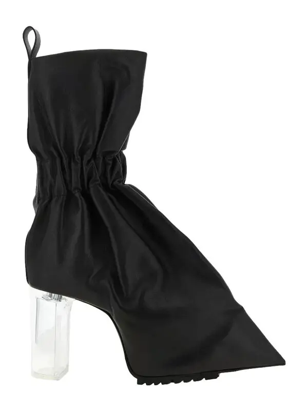 Rick Owens Leather Gathered Ankle Boots - Black