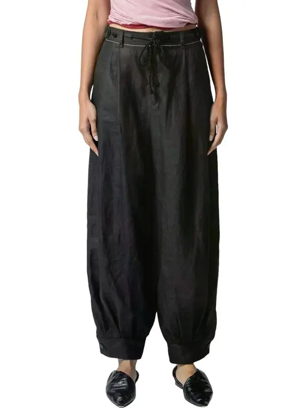 MULLER OF YOSHIOKUBO Drawstring Waist Tapered Trousers - Black