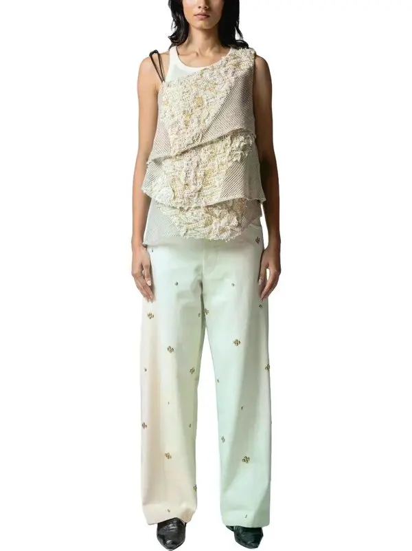 MULLER OF YOSHIOKUBO Asymmetrical Mesh Top - Neutrals
