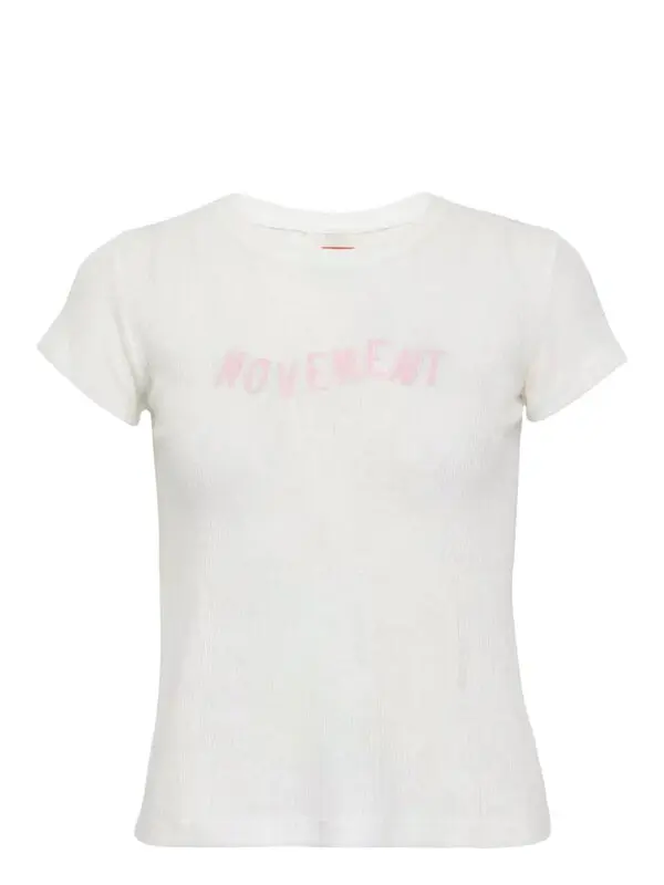 RALLY MOVEMENT Ribbed Logo T-shirt - White