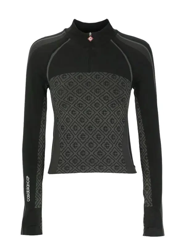 Casablanca Seamless Monogram-pattern High Neck Top - Grey