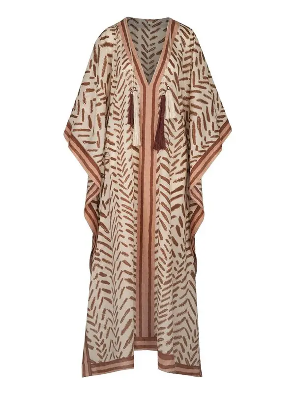 Johanna Ortiz Tunic Ecru And Dark Coffee - Multi