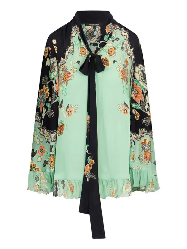 Roberto Cavalli Printed Georgette Kimono Dress - Red