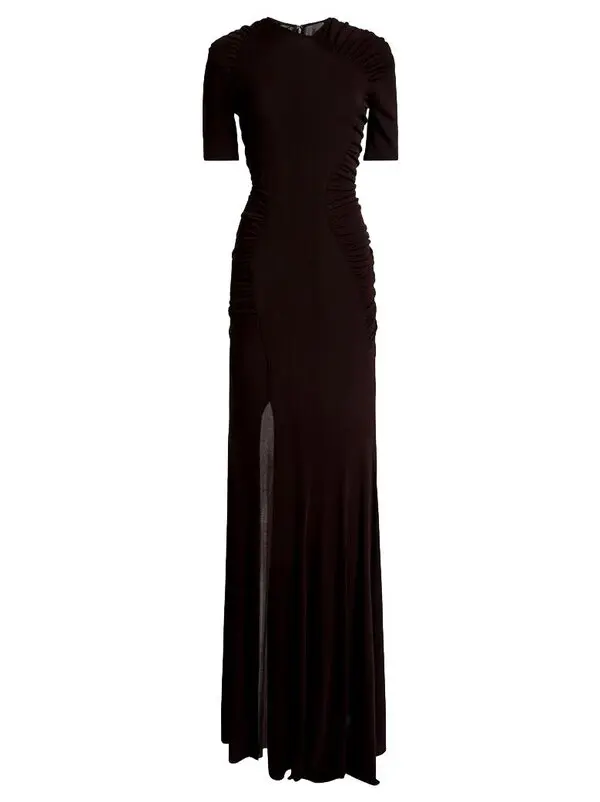 Victoria Beckham Short Sleeve Gathered Gown - Black