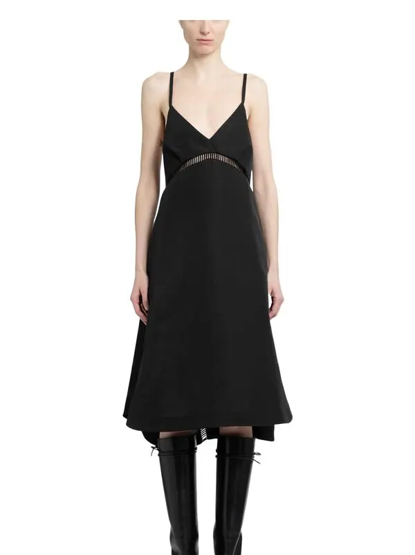 Sacai V-neck Sleeveless Midi Dress - Black