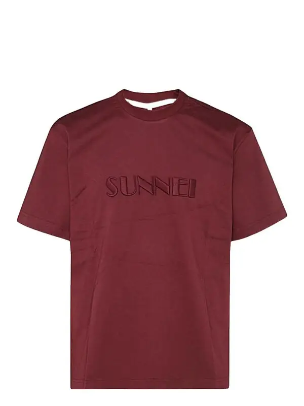 Sunnei Logo Embroidered Crewneck T-shirt - Red