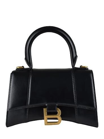 Balenciaga Hourglass Xs Handbag In Calf Leather - Black