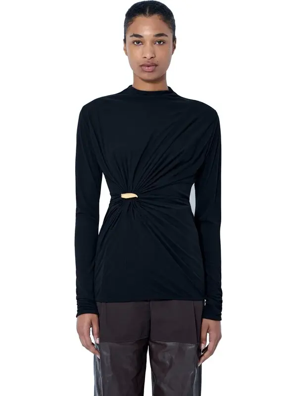 Bottega Veneta Long Sleeve Twist Detail Top - Black