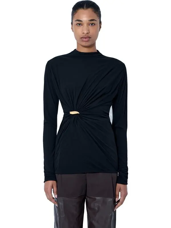 Bottega Veneta Long Sleeve Twist Detail Top - Black