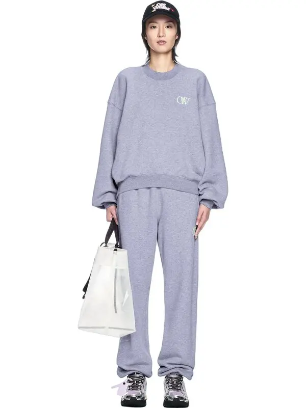Off-White Embroidered Logo Cotton Sweatshirt - Gray