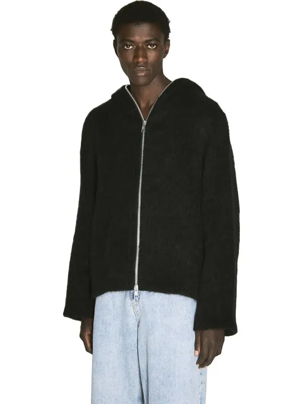 Our Legacy Hairy Zip-up Hooded Cardigan - Black
