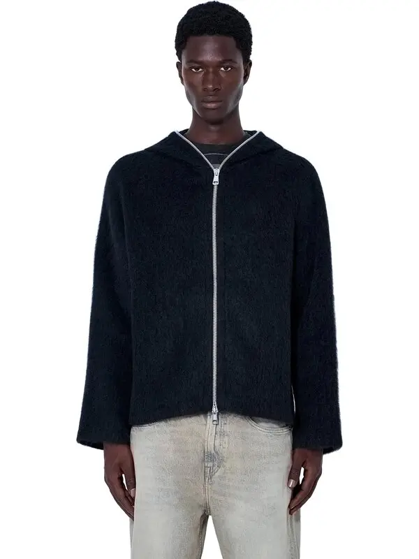 Our Legacy Hairy Zip-up Hooded Cardigan - Black