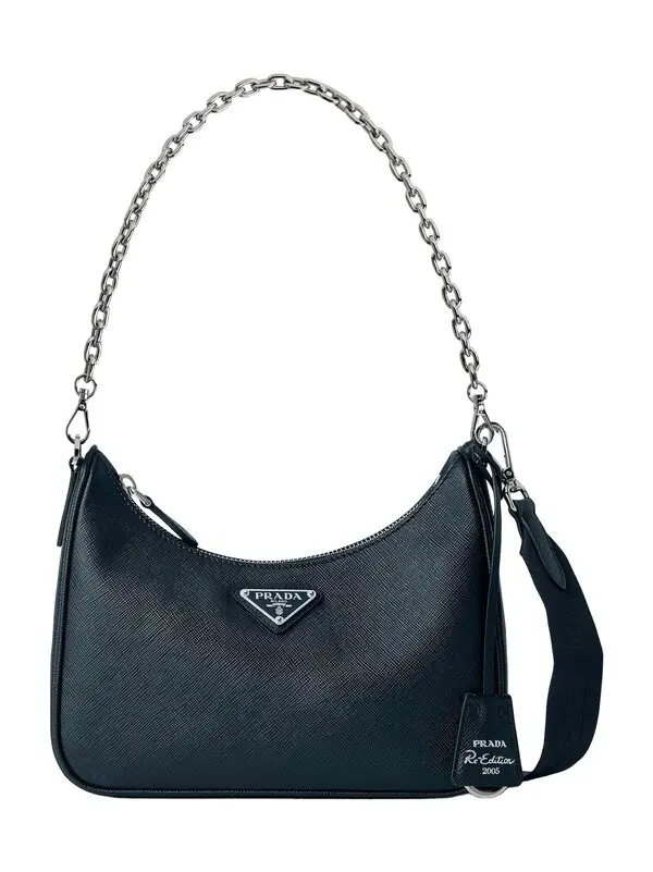 Prada Re-edition 2005 Saffiano Shoulder Bag - Black