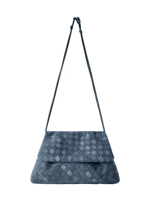 Bottega Veneta Giorno Suede Shoulder Bag - Gray