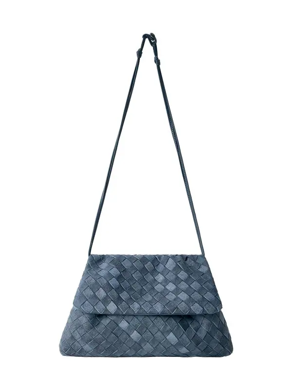 Bottega Veneta Giorno Suede Shoulder Bag - Gray