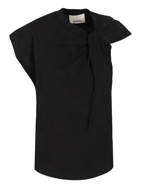 Isabel Marant Étoile Nayda Cotton Jersey T-shirt With Front Knot Detailing - Black