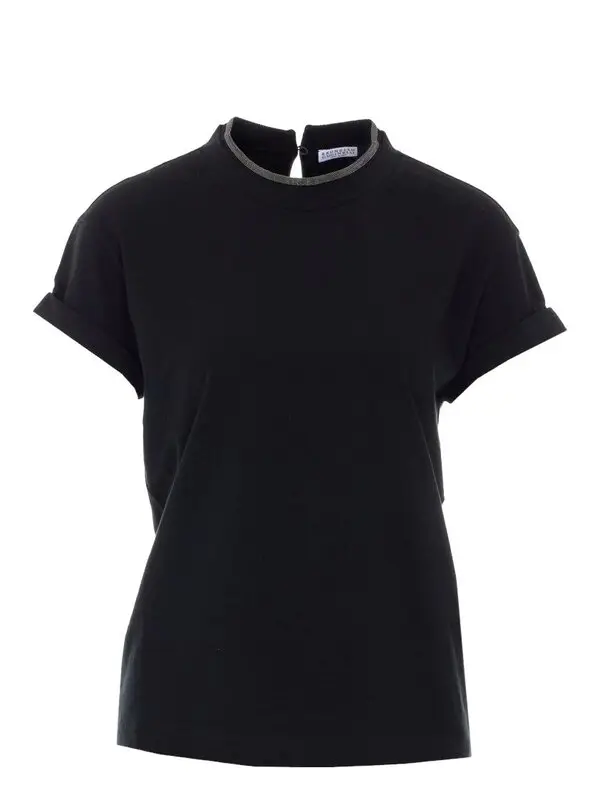 Brunello Cucinelli T-shirt With Monile Detail - Black