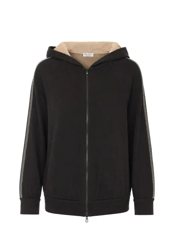 Brunello Cucinelli Hooded Zip-up Hoodie With Bead Detail - Black