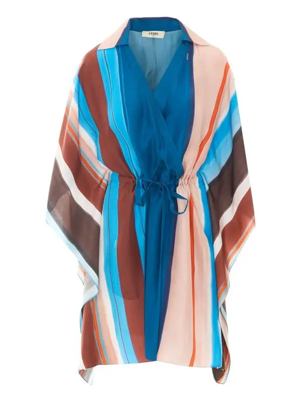 Fendi Venetian Stripes Motif Kaftan Dress - Multicolor