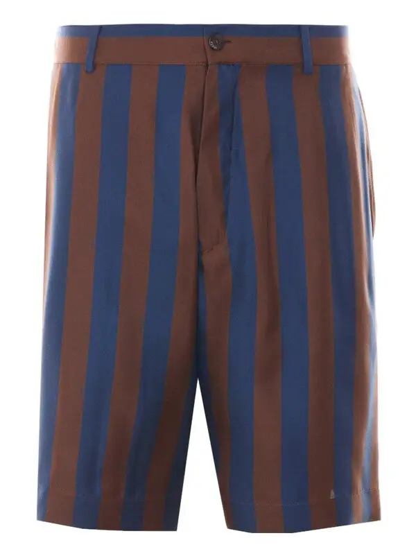 Fendi Pequin Stripes Silk Bermuda - Blue