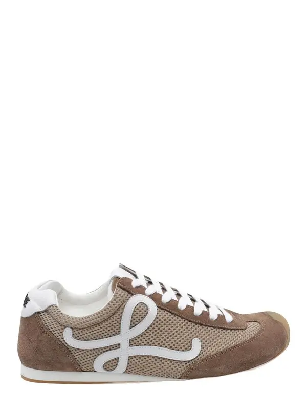 Loewe Suede And Fishnet Ballet Runner 2.0 Sneakers - Cream