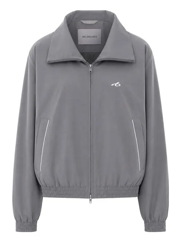 Balenciaga High Waist Logo Track Jacket - Gray
