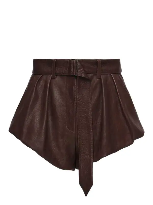 Magda Butrym Leather Flared Shorts - Brown