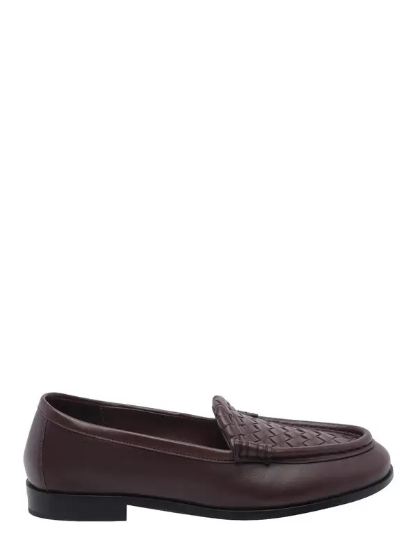 Bottega Veneta Woven Leather Loafers - Red