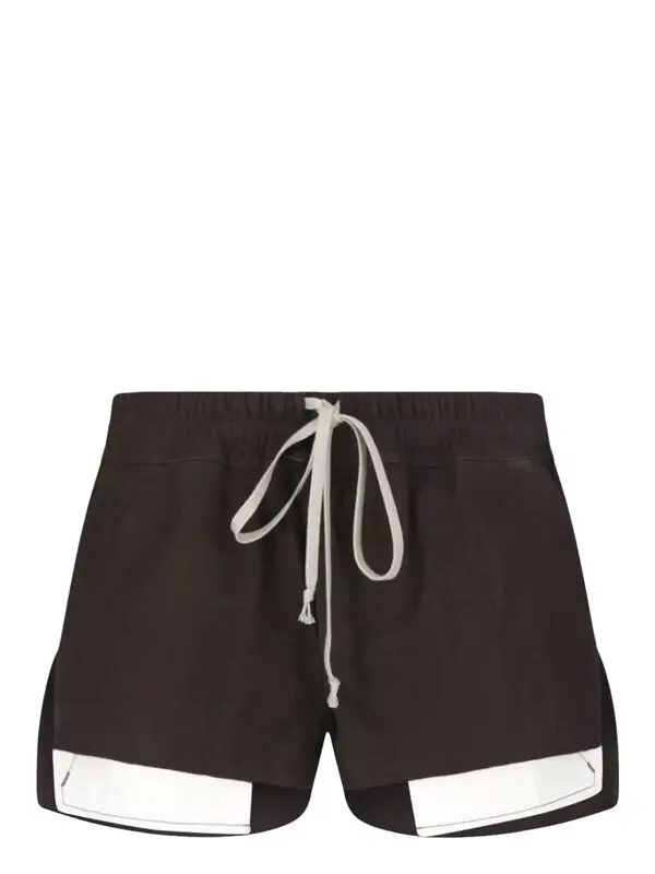 Rick Owens Fog Boxer Leather Shorts - Brown